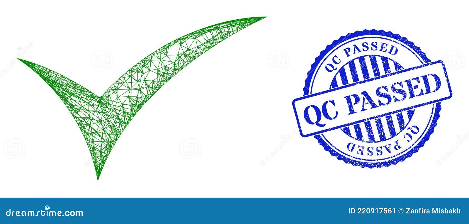 Rubber Qc Passed Stamp Seal and Network Apply Web Mesh Stock Vector ...