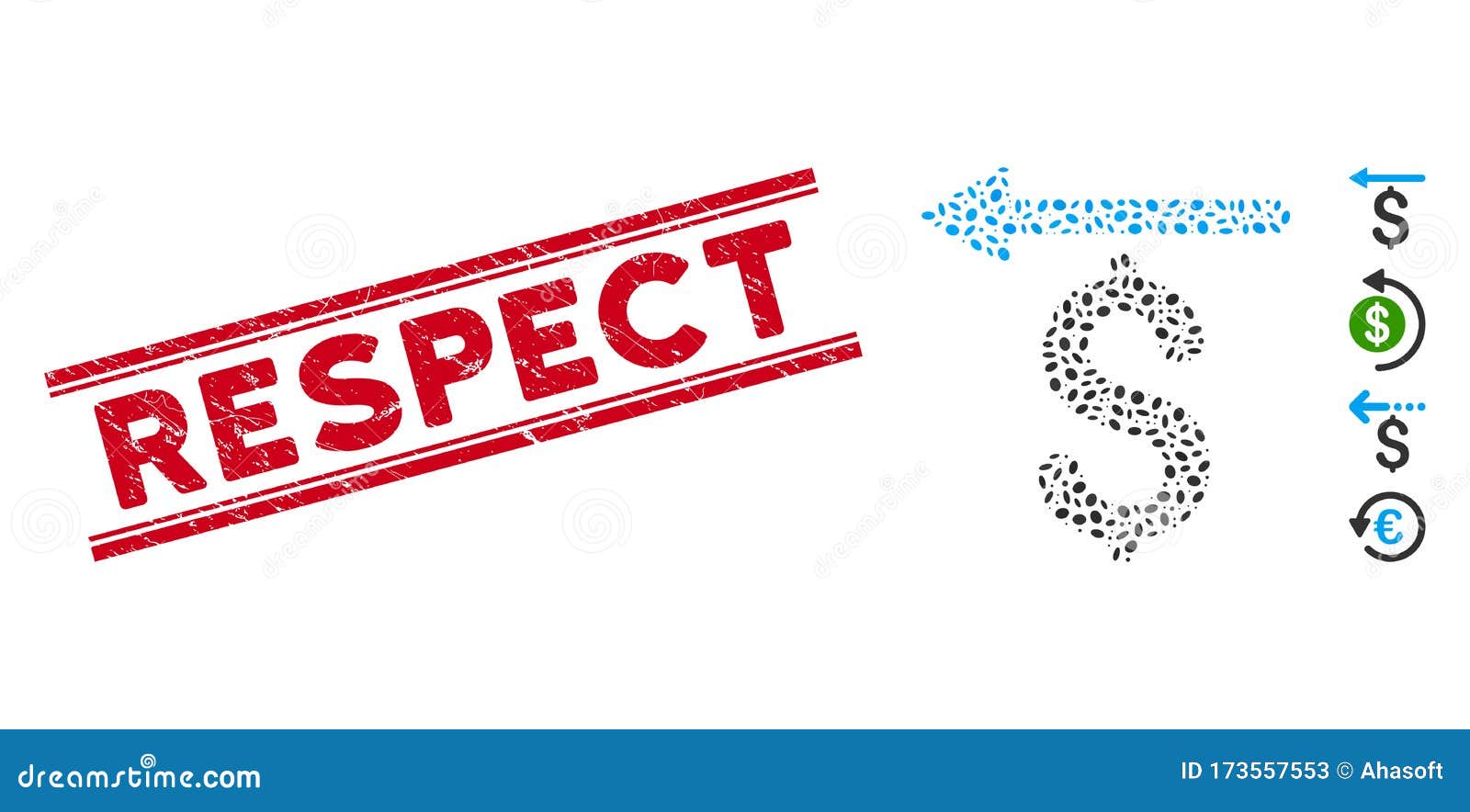 Grunge Respect Line Seal and Collage Moneyback Icon Stock Illustration ...