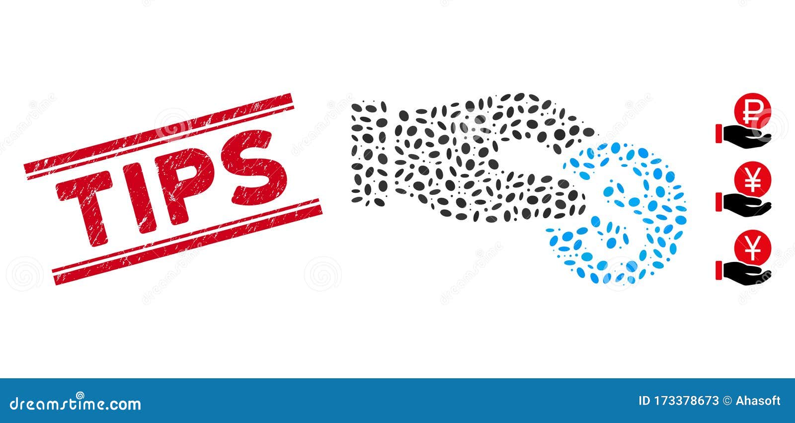 Scratched Tips Line Stamp and Collage Coin Donation Icon Stock ...