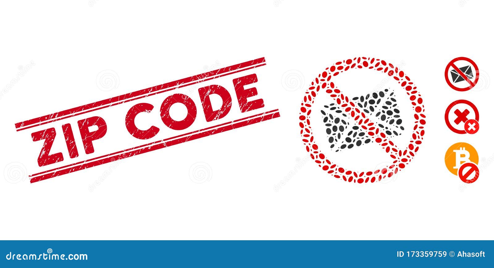 Textured Zip Code Line Seal and Mosaic No Mail Icon Stock Illustration ...