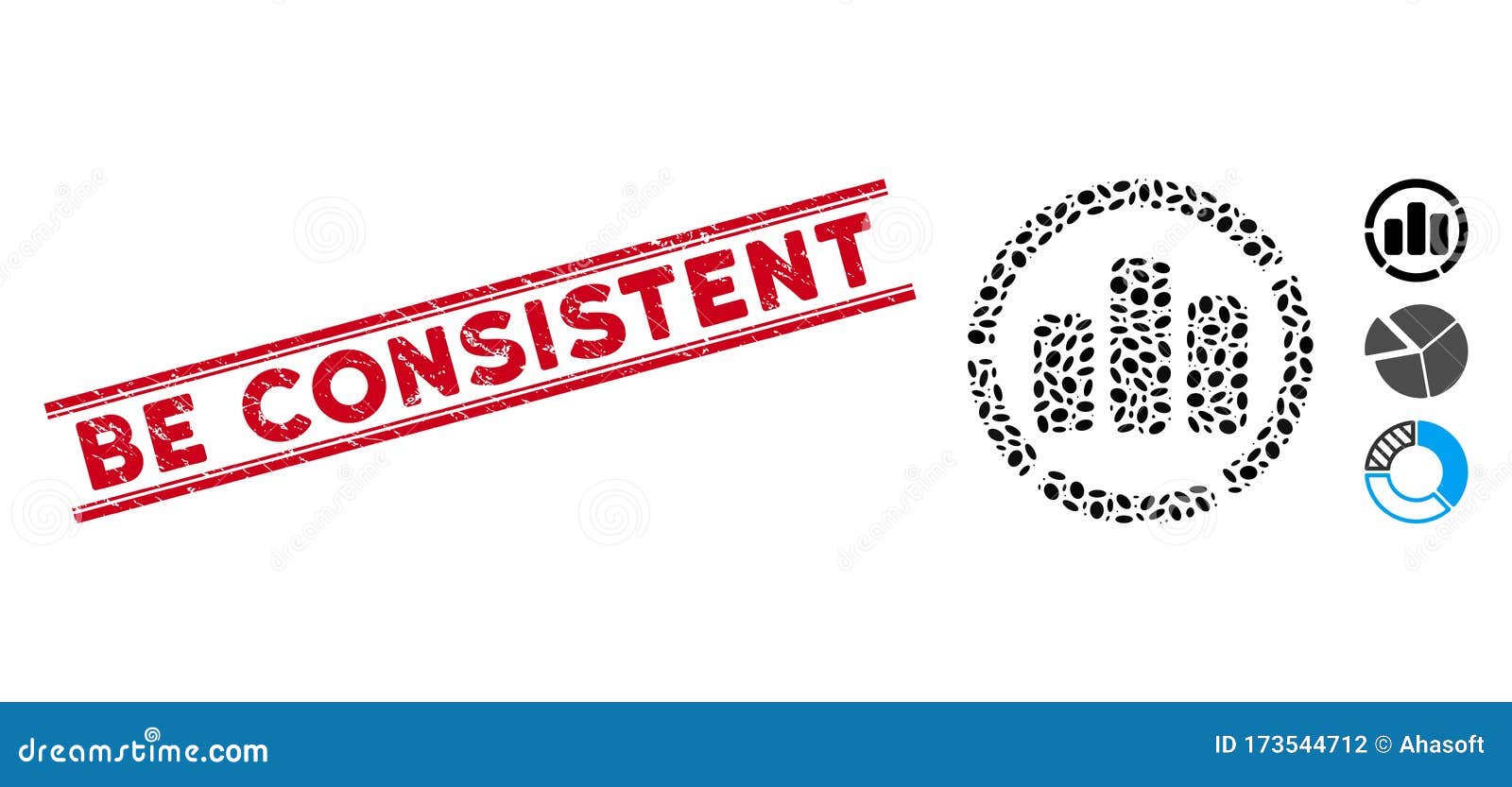 Scratched Be Consistent Line Seal and Collage Diagram Icon Stock ...