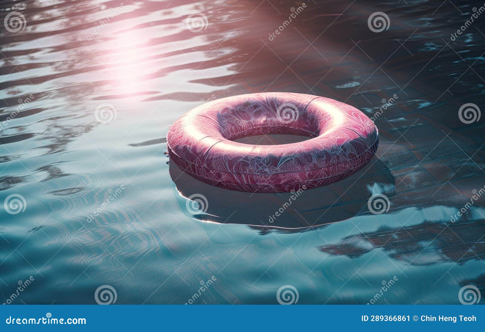 Rubber Ring Floating on the Water in a Swimming Pool with Sunlight ...