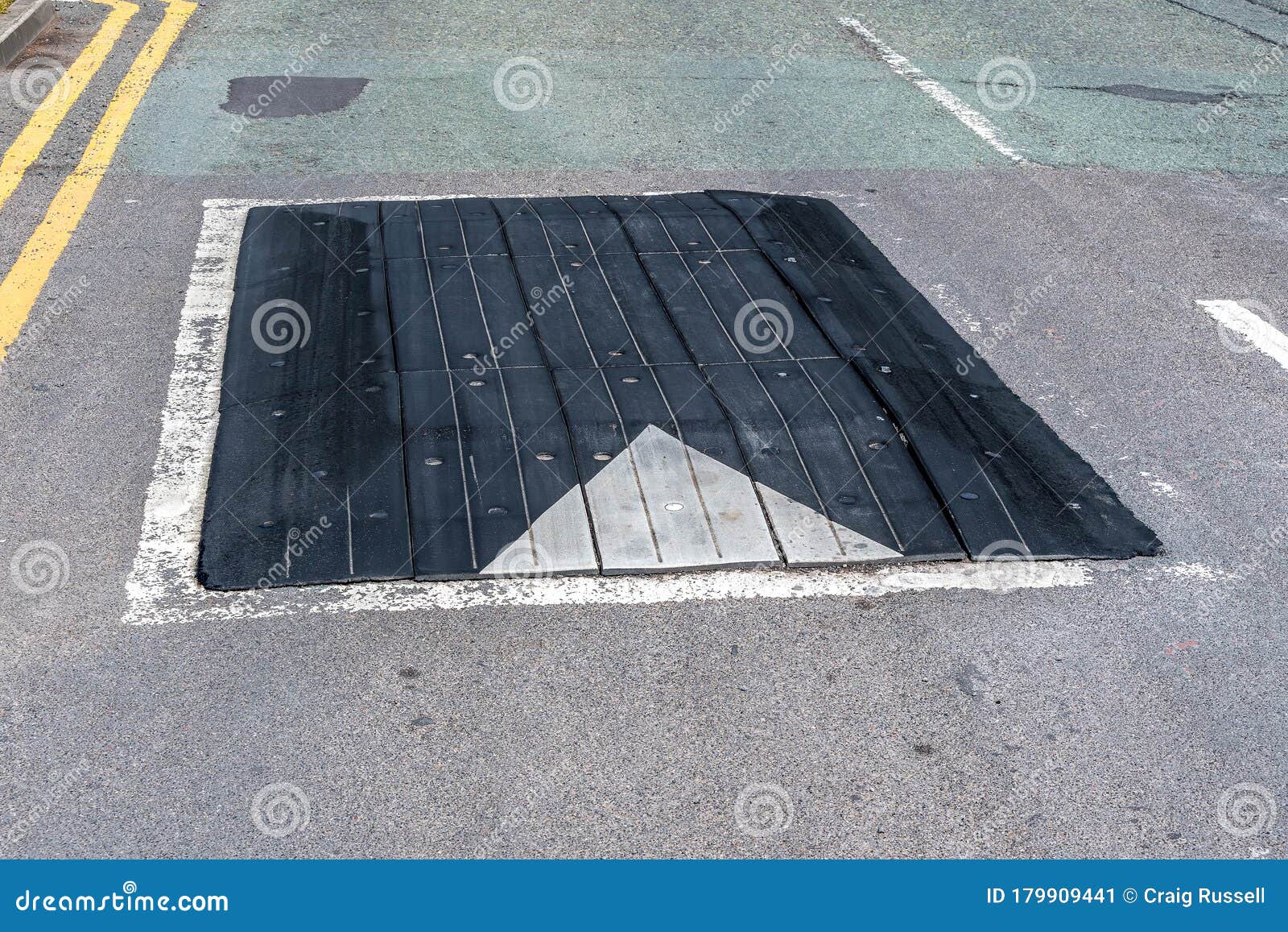 Rubber Road Bumps, Humps in the Middle of the Road Stock Image - Image ...