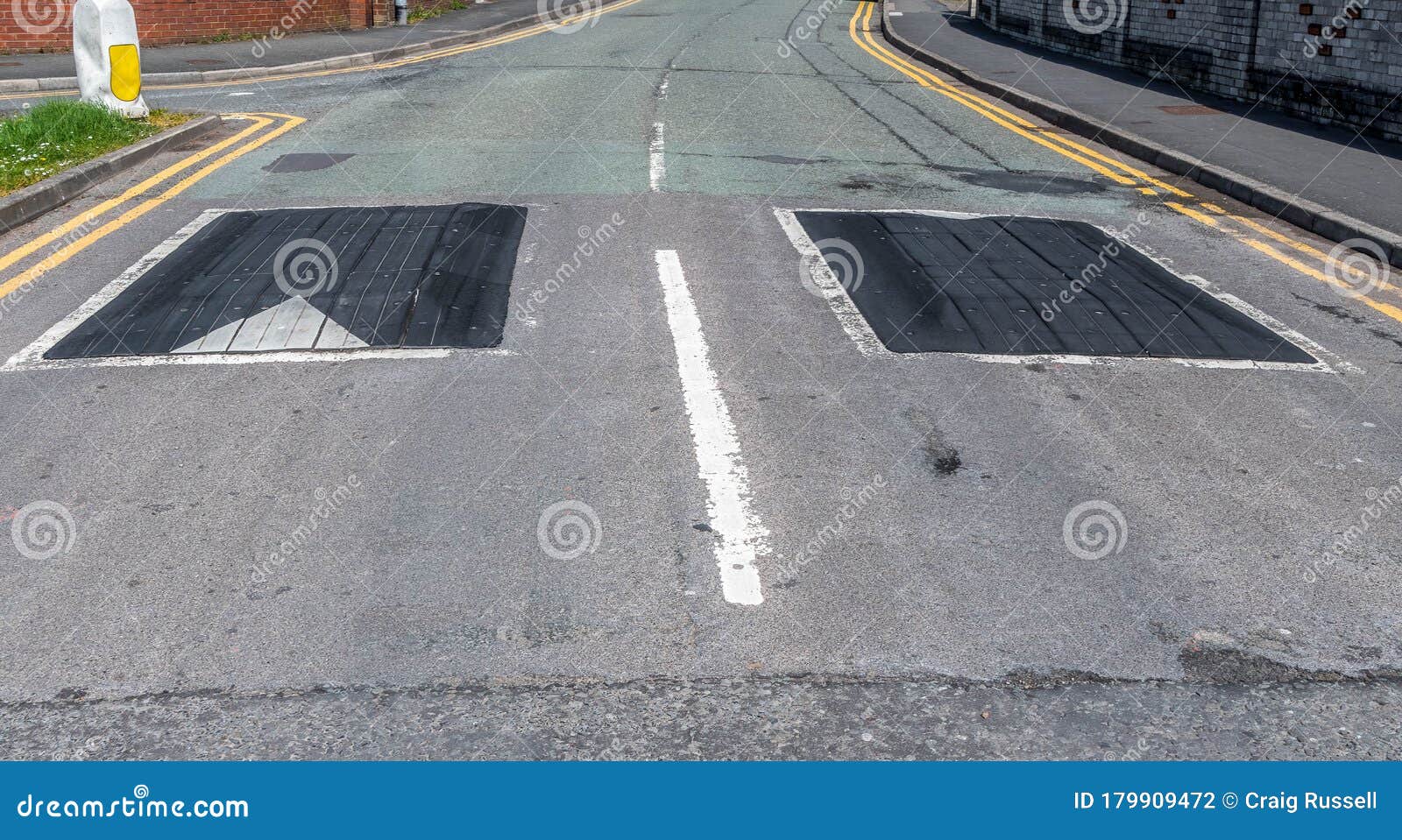 Rubber Road Bumps, Humps in the Middle of the Road Stock Photo - Image ...