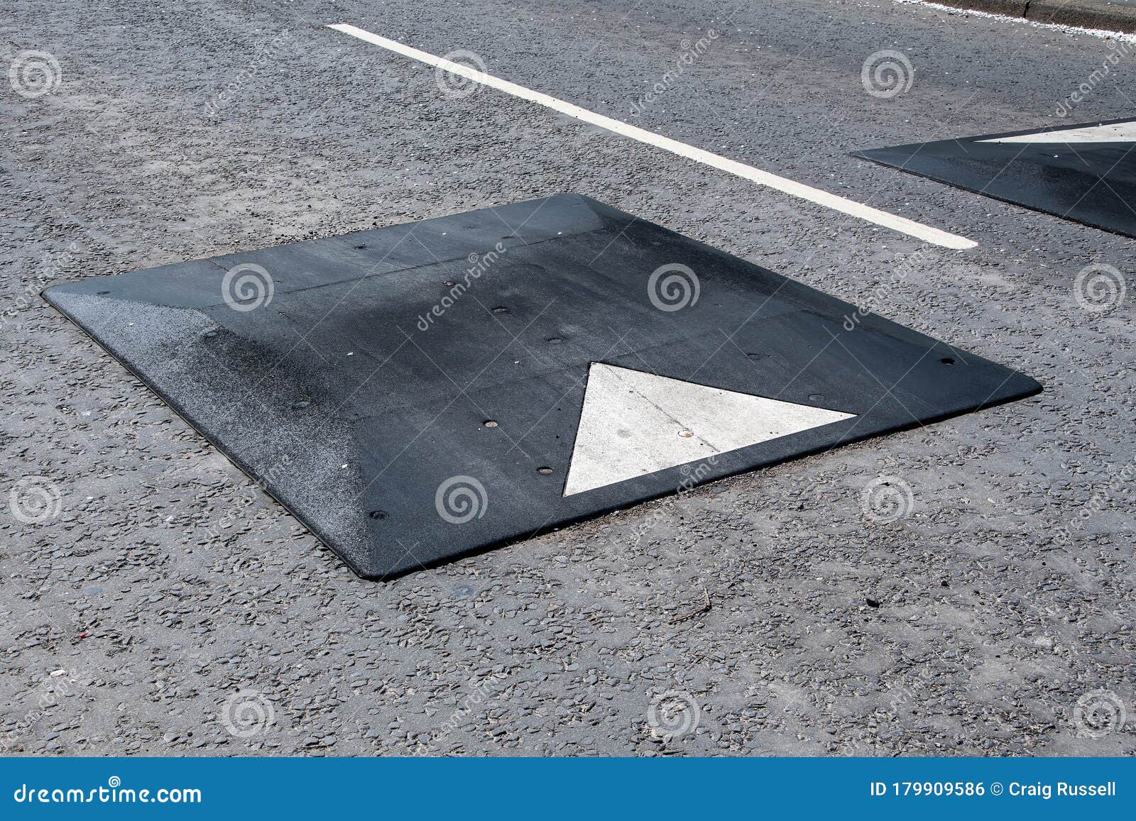 Rubber Road Bumps, Humps in the Middle of the Road Stock Photo - Image ...