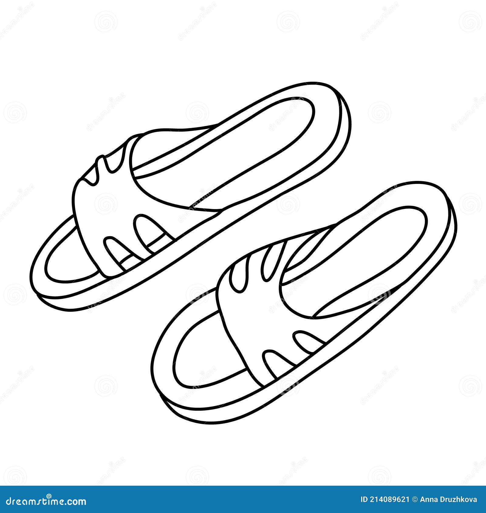 Rubber Slippers in Doodle Style Stock Vector - Illustration of object ...