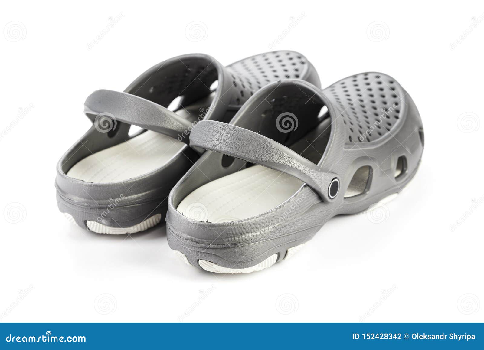 Rubber Slippers on a White Background Stock Photo - Image of croc, home ...