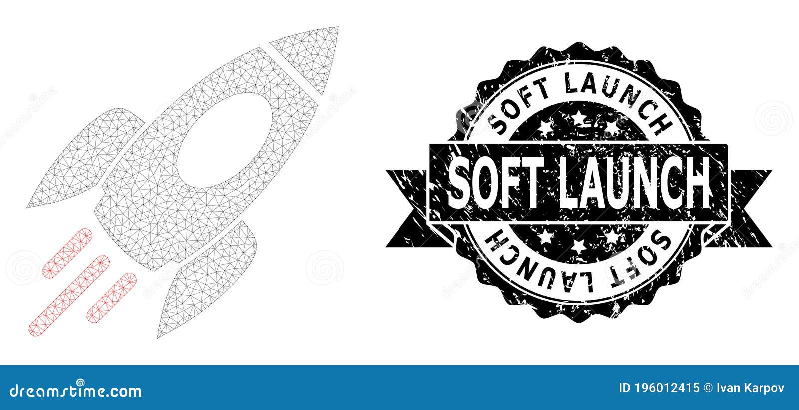 Rubber Soft Launch Ribbon Stamp and Mesh Network Space Rocket Stock ...