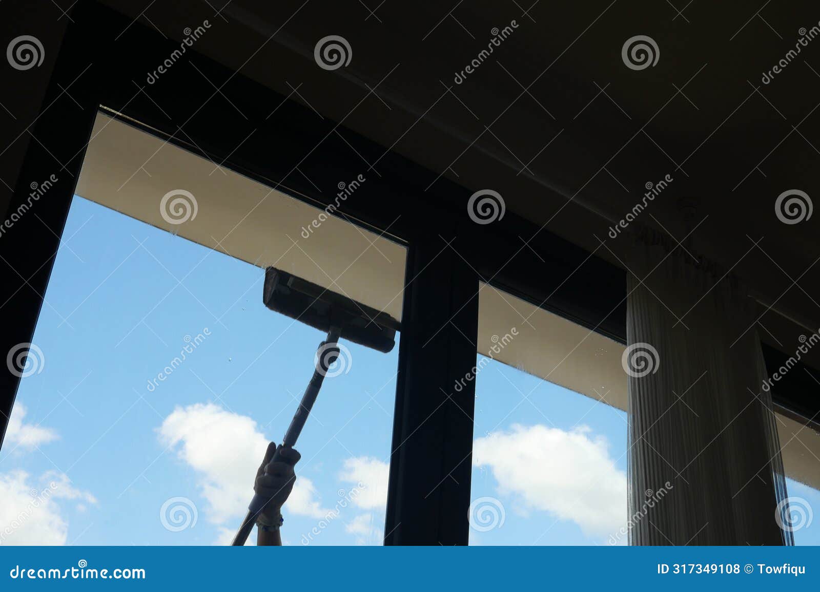 Rubber Squeegee Cleans a Soaped Window. Stock Photo - Image of cleaner ...