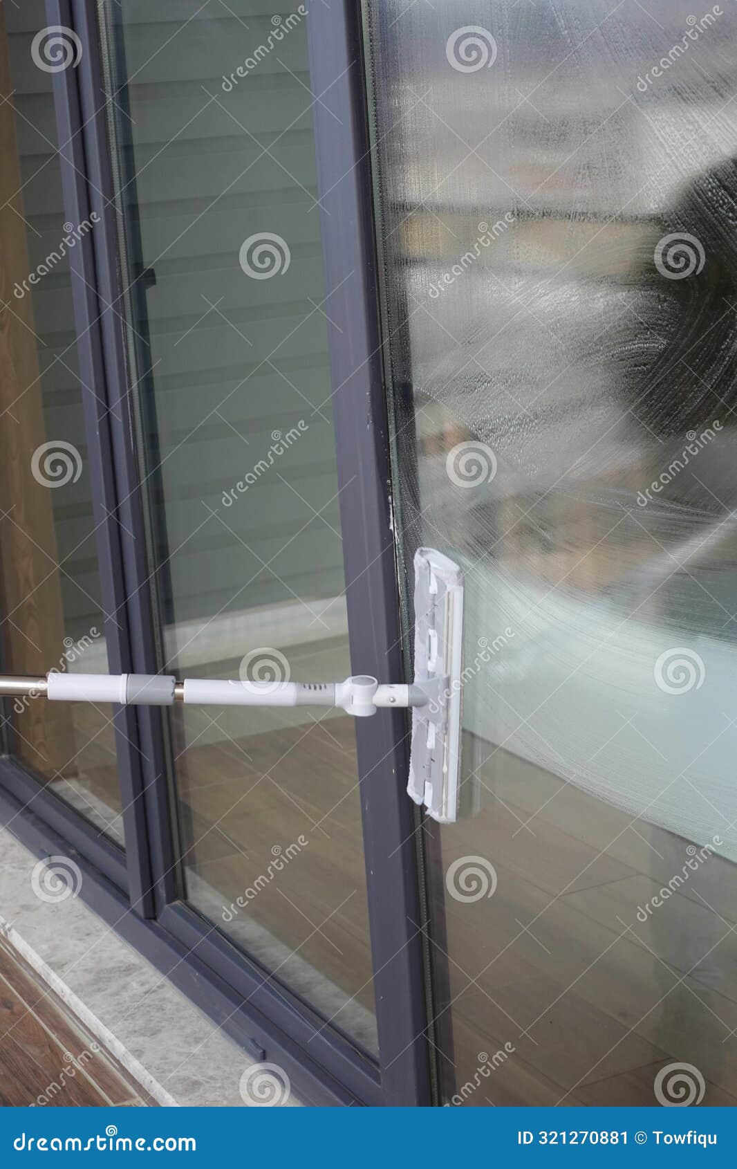 Rubber Squeegee Cleans a Soaped Window. Stock Image - Image of metaphor ...