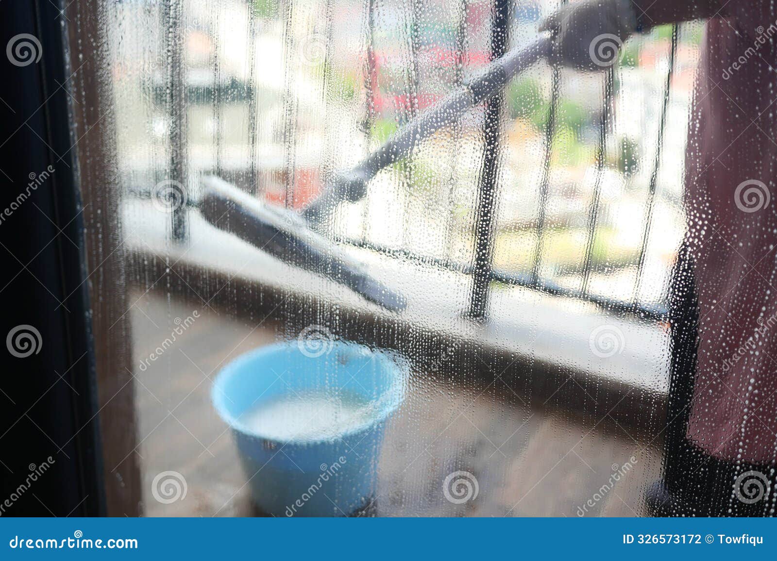 Rubber Squeegee Cleans a Soaped Window. Stock Photo - Image of window ...