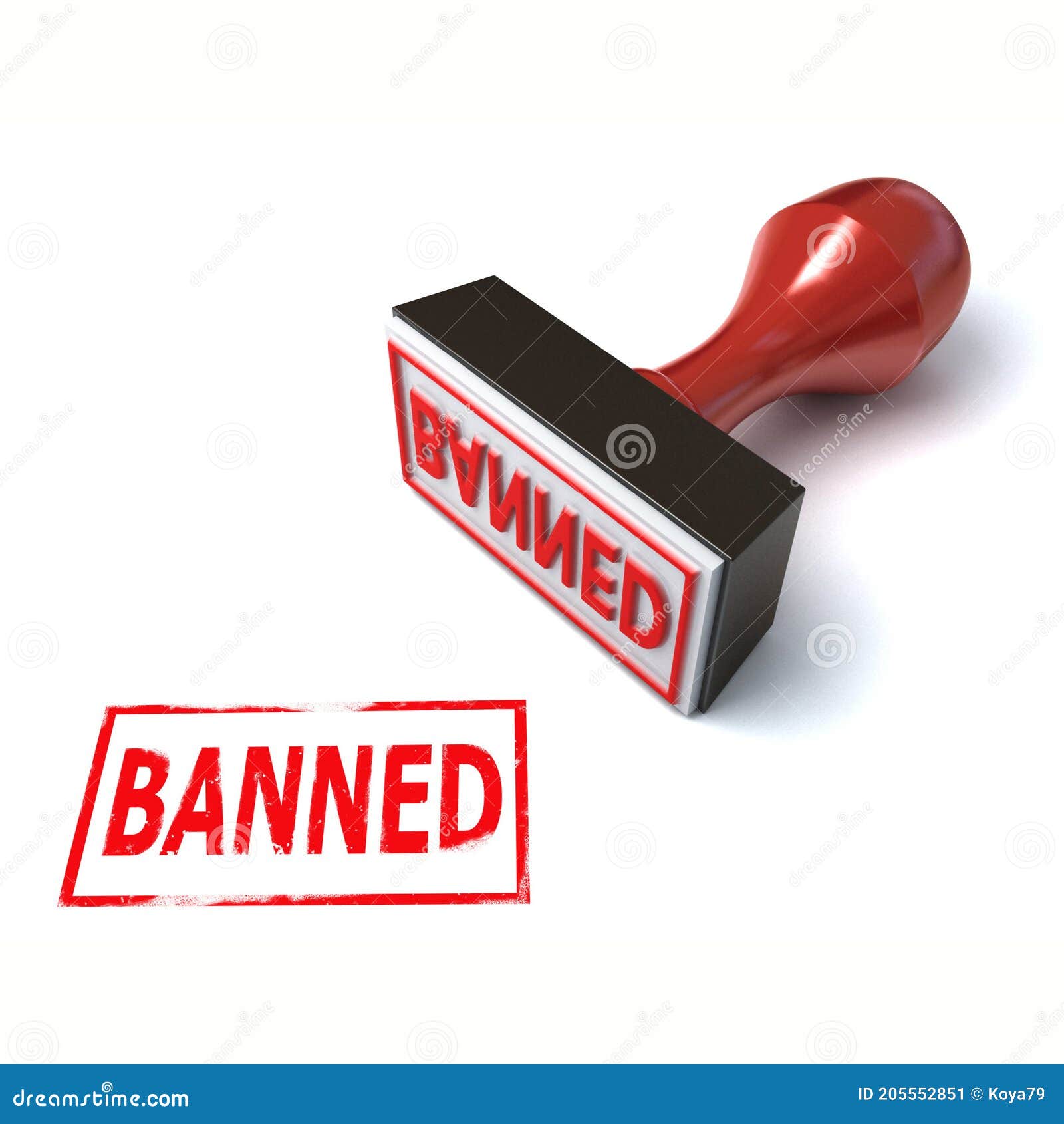 Rubber Stamp Banned 3d Rendering Stock Illustration - Illustration of ...