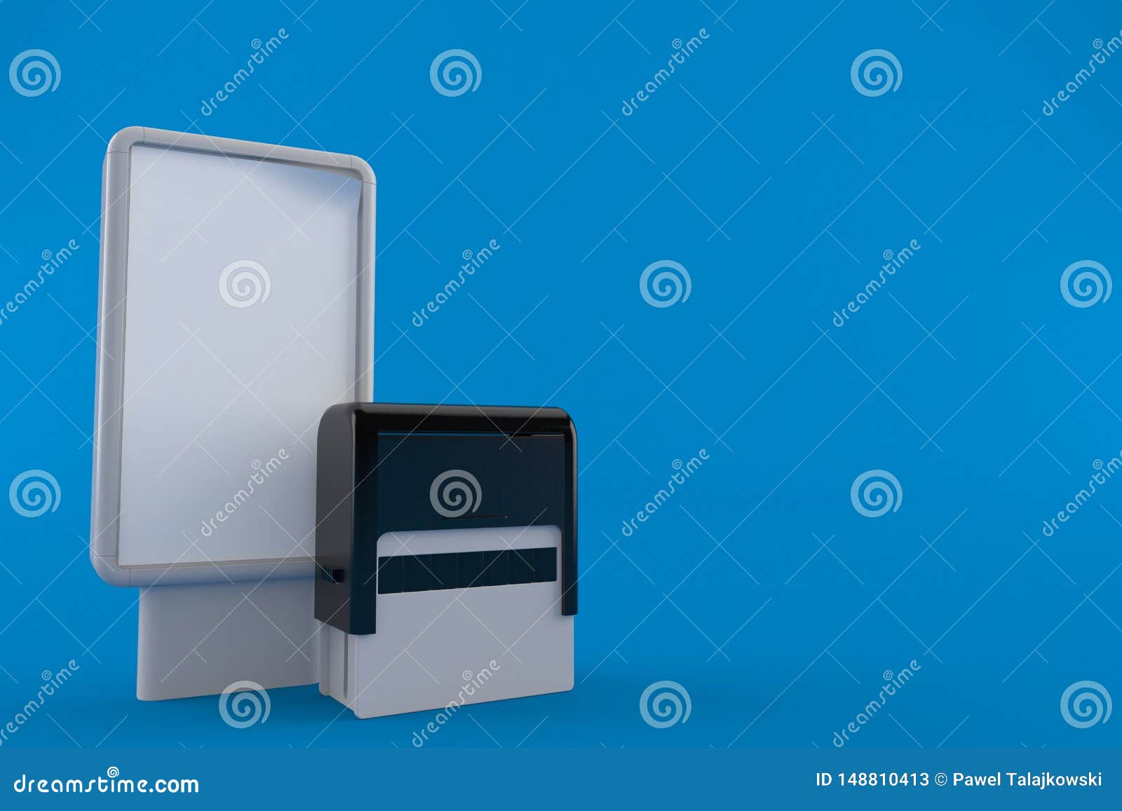Rubber Stamp with Blank Billboard Stock Illustration - Illustration of ...