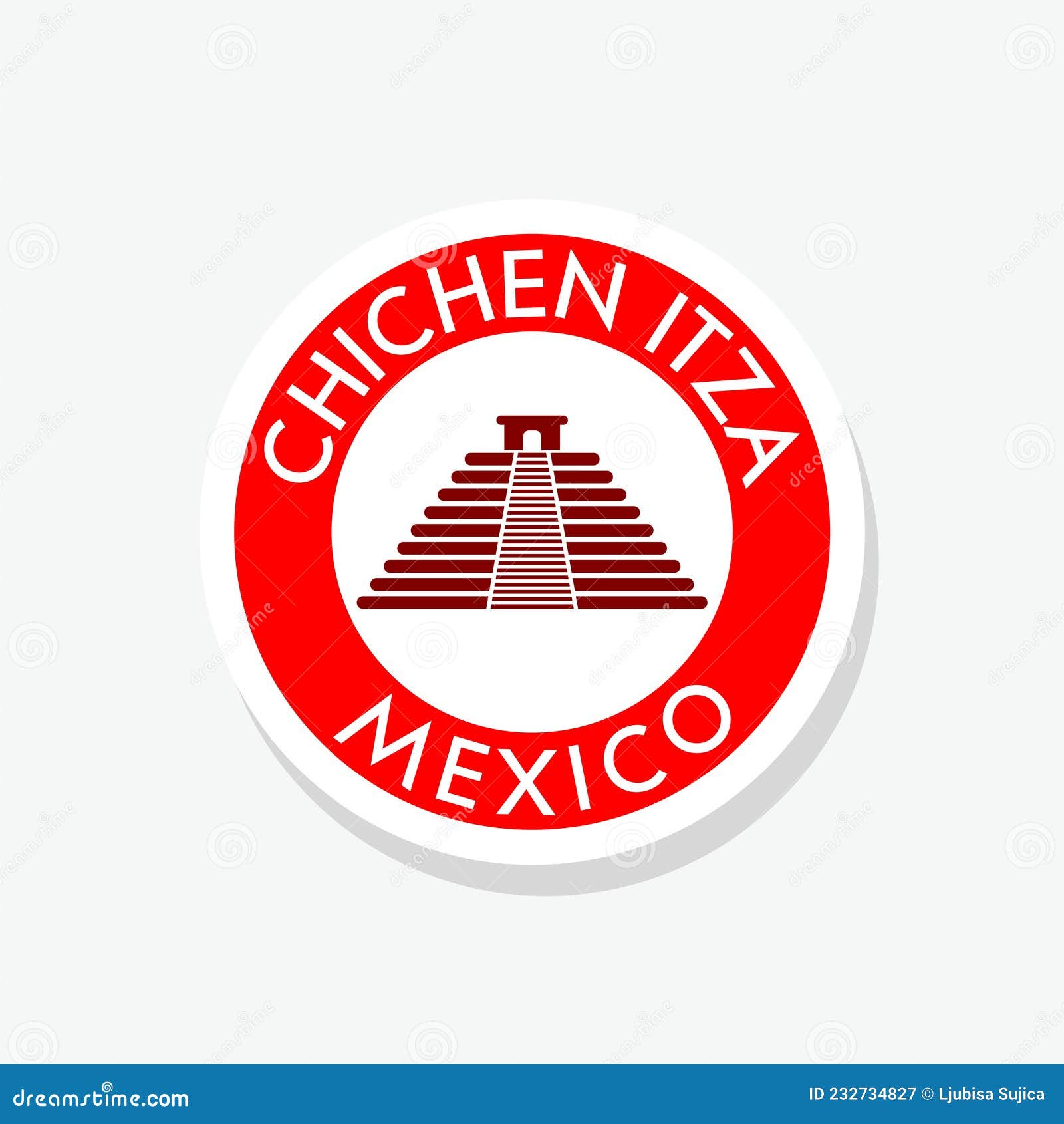 Rubber Stamp with the Chichen Itza Sticker Stock Vector - Illustration ...