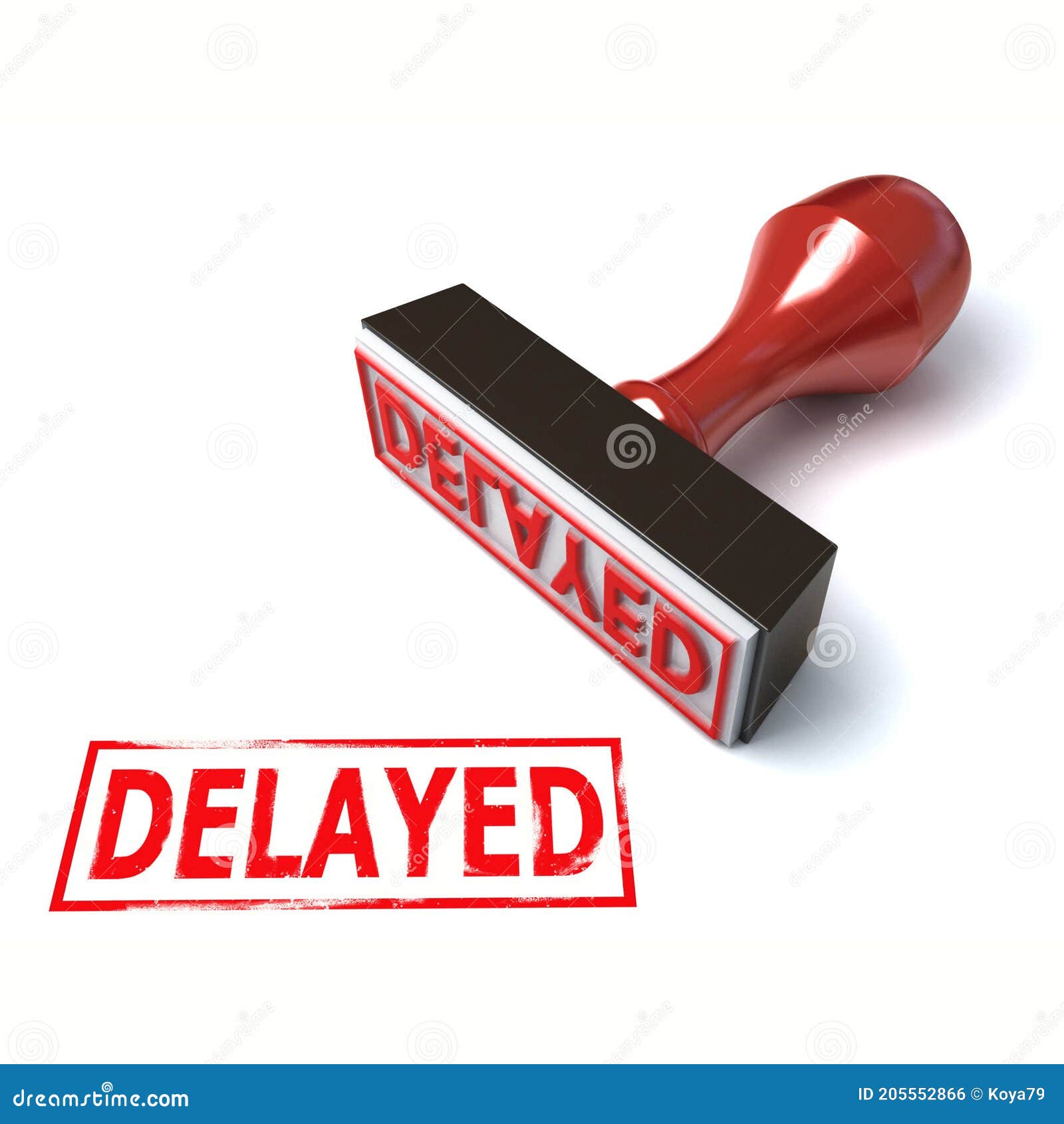 Rubber Stamp Delayed 3d Rendering Stock Illustration - Illustration of ...