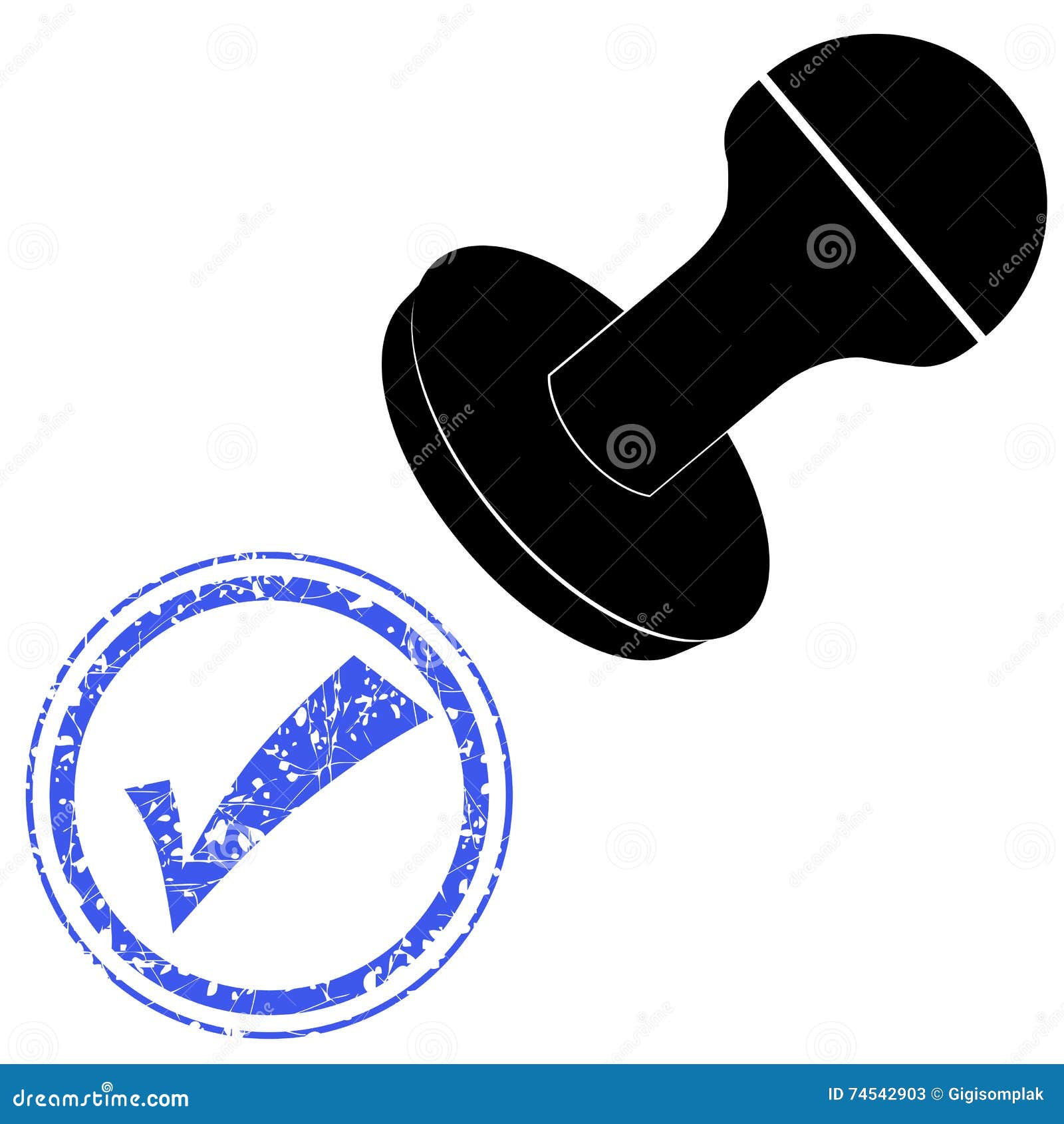 Rubber Stamp Effect - Checked, on White Stock Vector - Illustration of ...