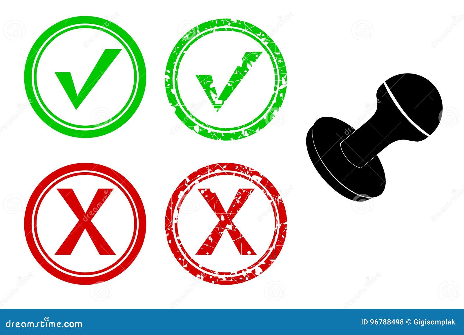 Rubber Stamp Effect, True and False Isolated on White Stock Vector ...