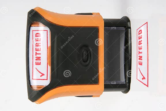 Rubber Stamp - entered stock image. Image of black, endorse - 4166449