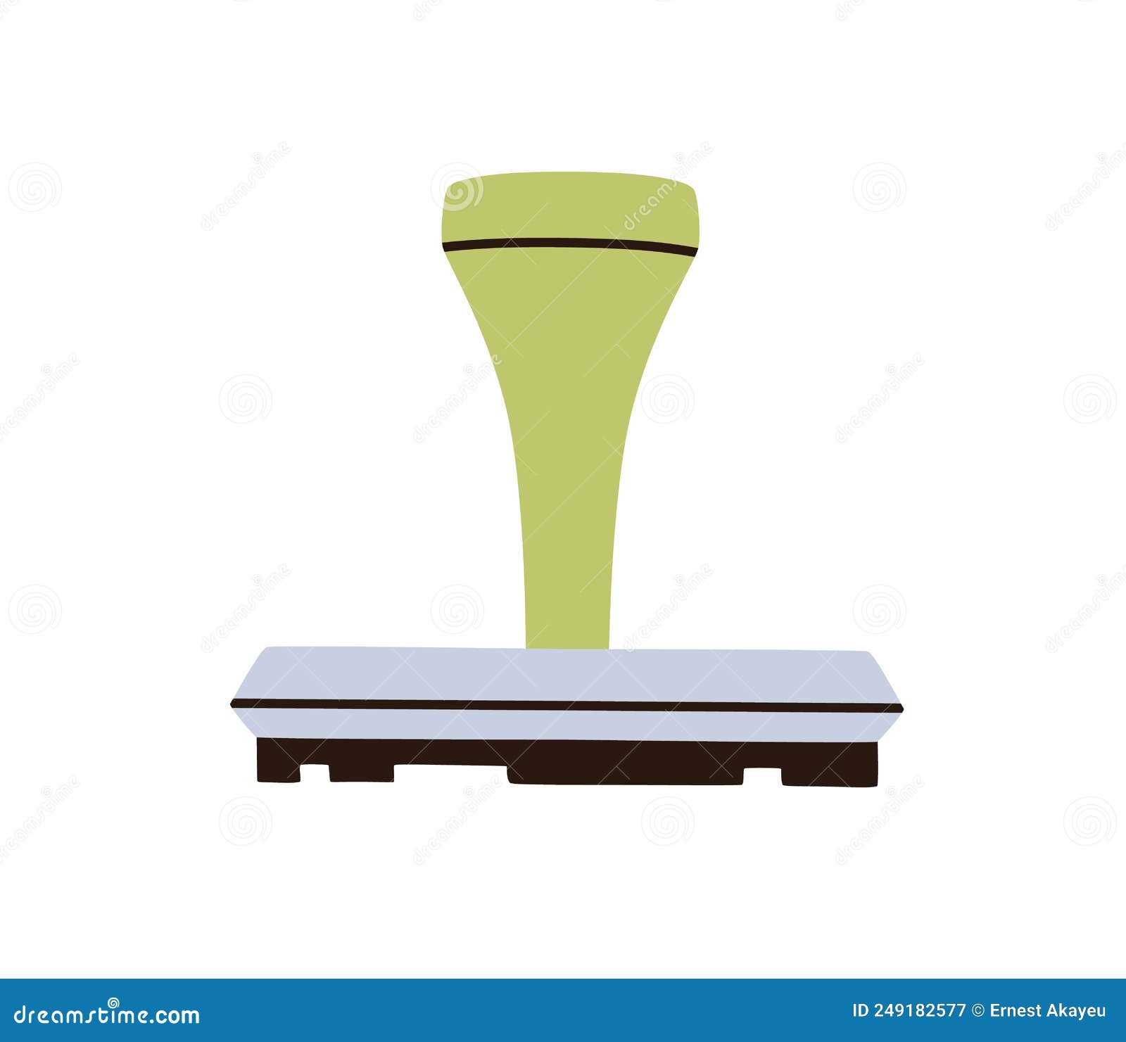 Rubber Stamp With Handle. Ink Seal, Rectangle Stamper Side View. Office ...