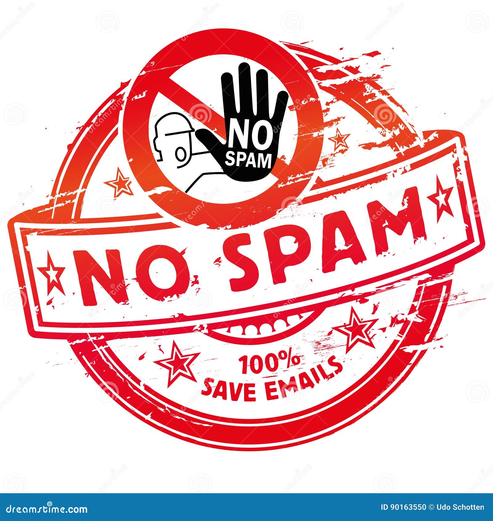 Rubber stamp no spam stock vector. Illustration of hand - 90163550