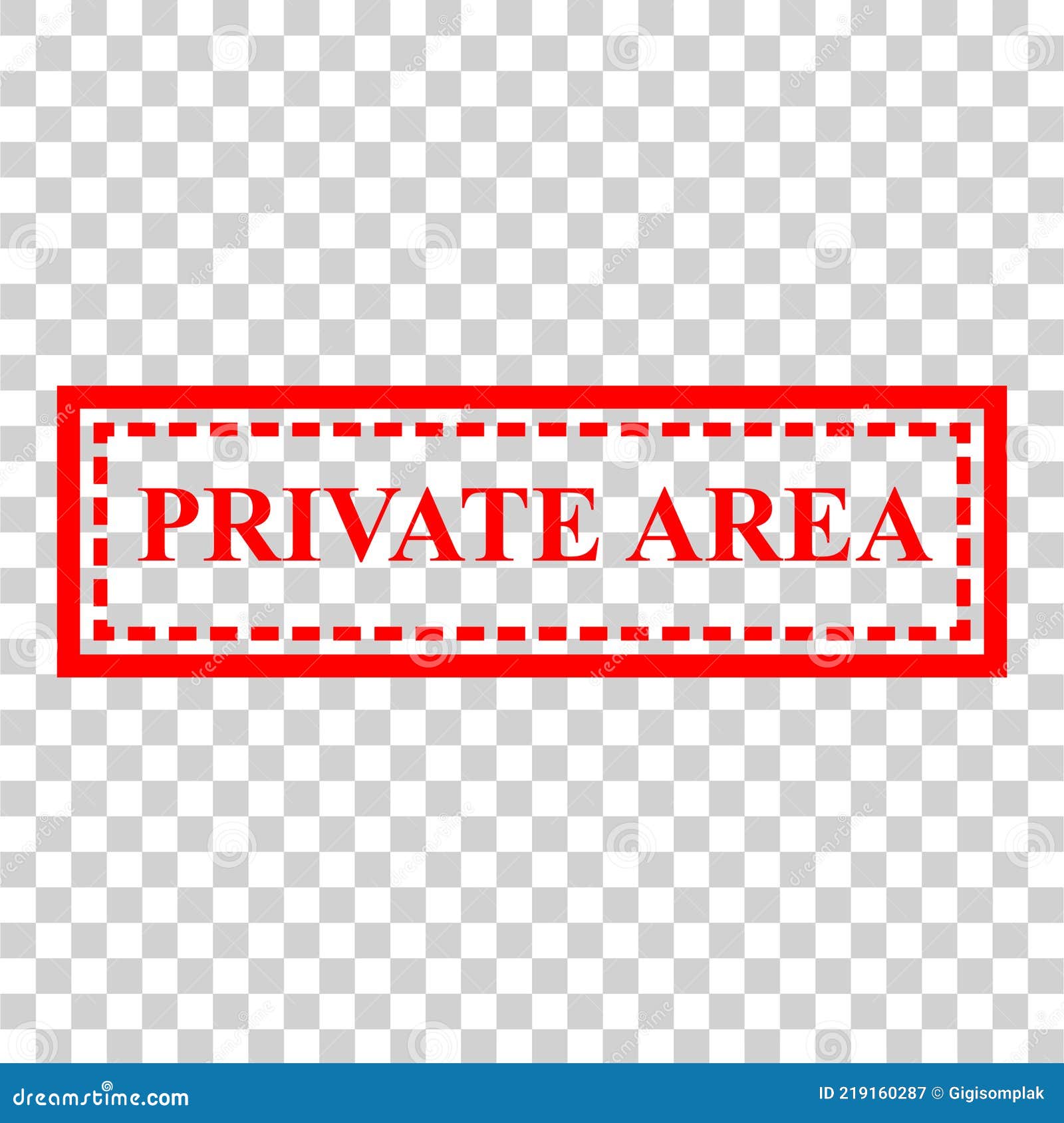 Simple Vector Red Rectangle Rubber Stamp, Private Area, at Transparent ...
