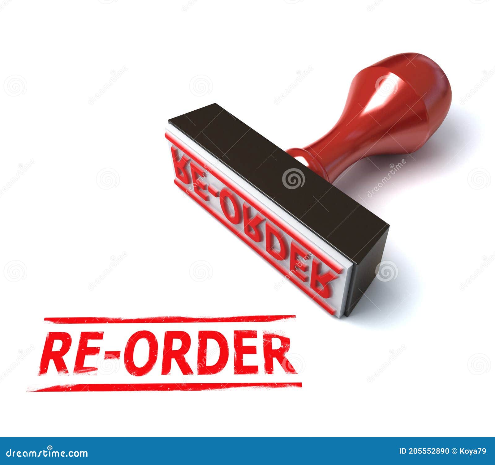 Rubber Stamp Re-order 3d Rendering Stock Illustration - Illustration of ...