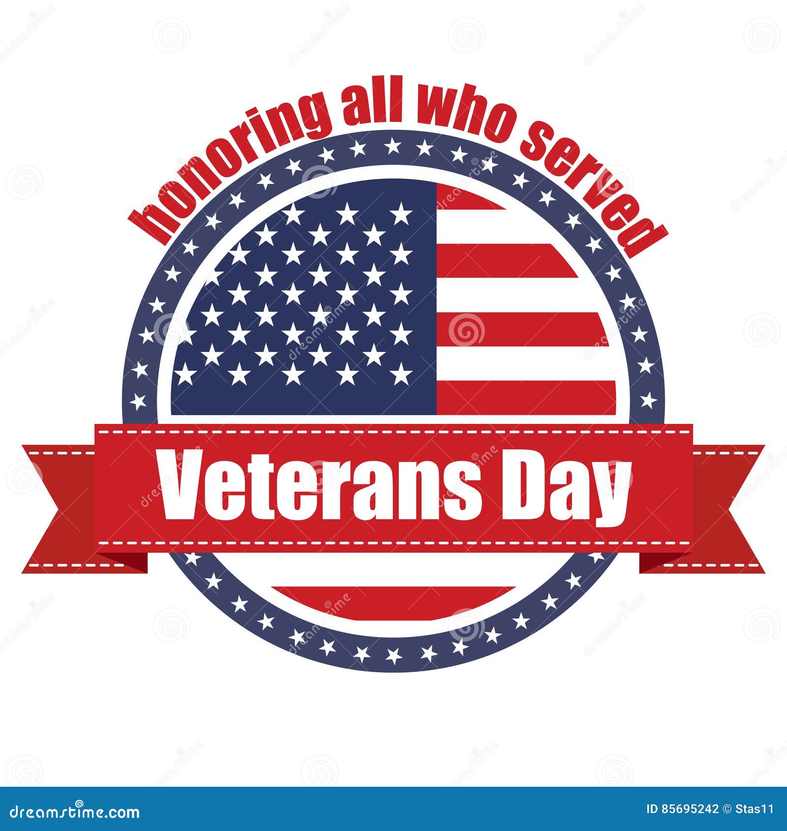 Rubber Stamp with Red Ribbon with the Text Veterans Day Stock Vector ...