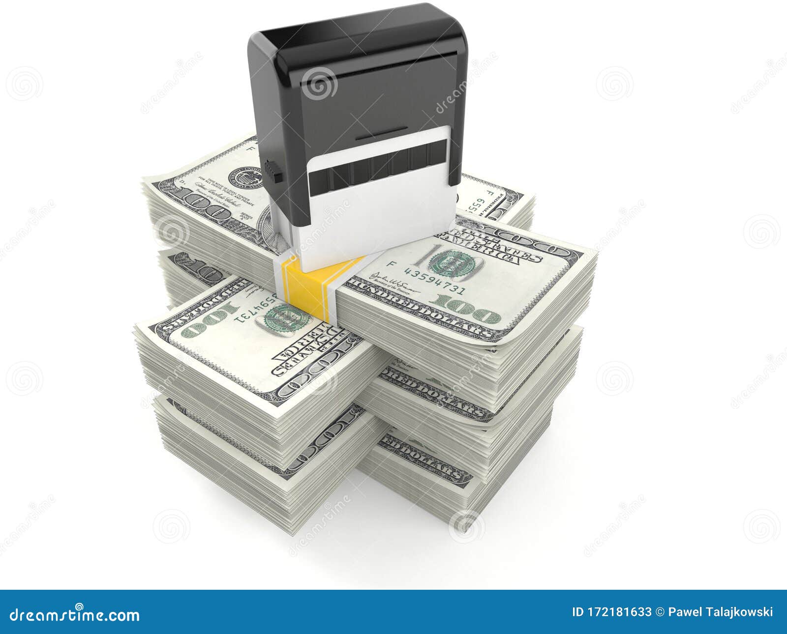 Rubber Stamp on Stack of Money Stock Illustration - Illustration of ...