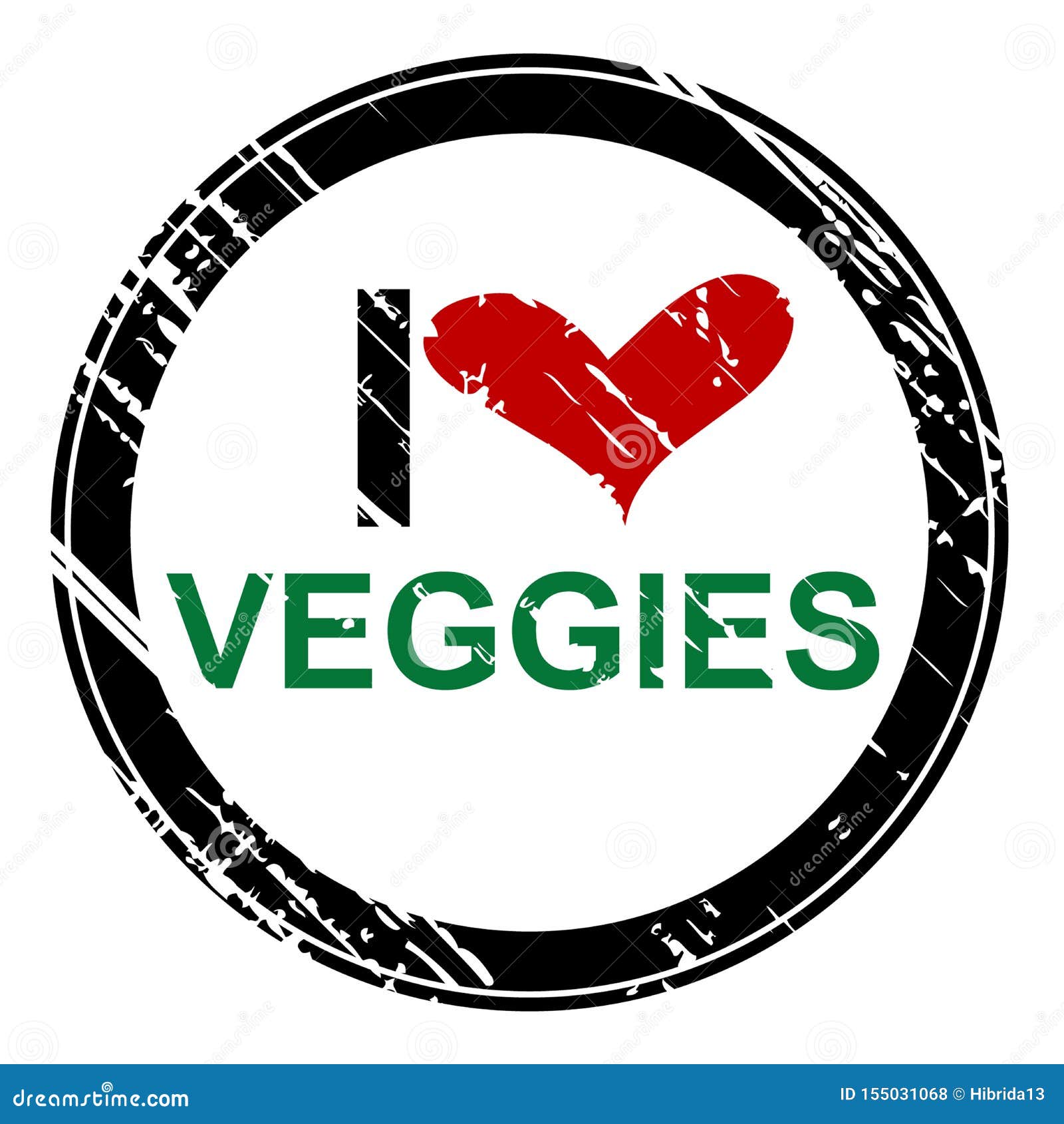 Rubber Stamp with the Text I Love Veggies Stock Vector - Illustration ...