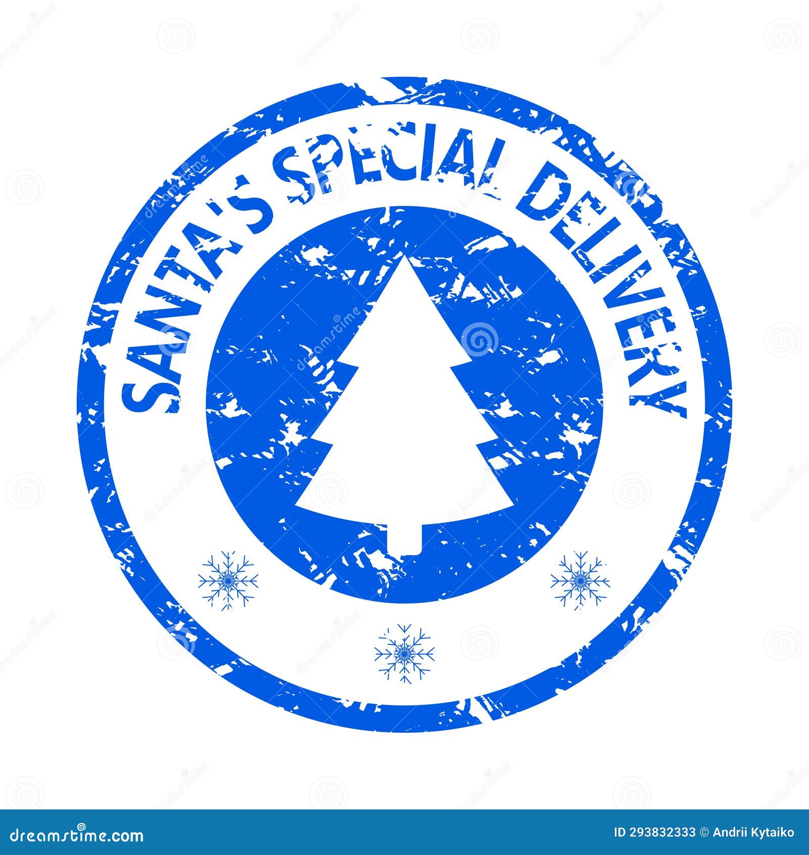Rubber Stamp Texture Santa Special Delivery with Christmas Tree Stock ...