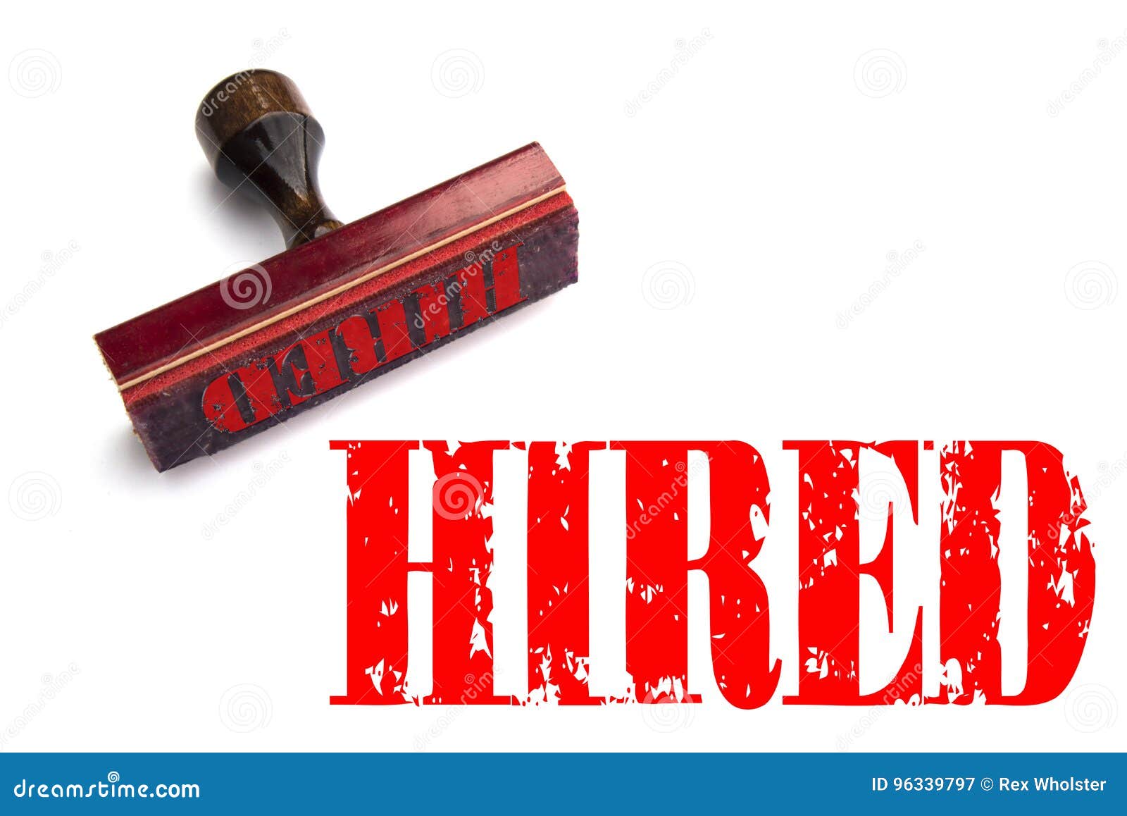 Rubber Stamp with the Word HIRED Stock Illustration - Illustration of ...