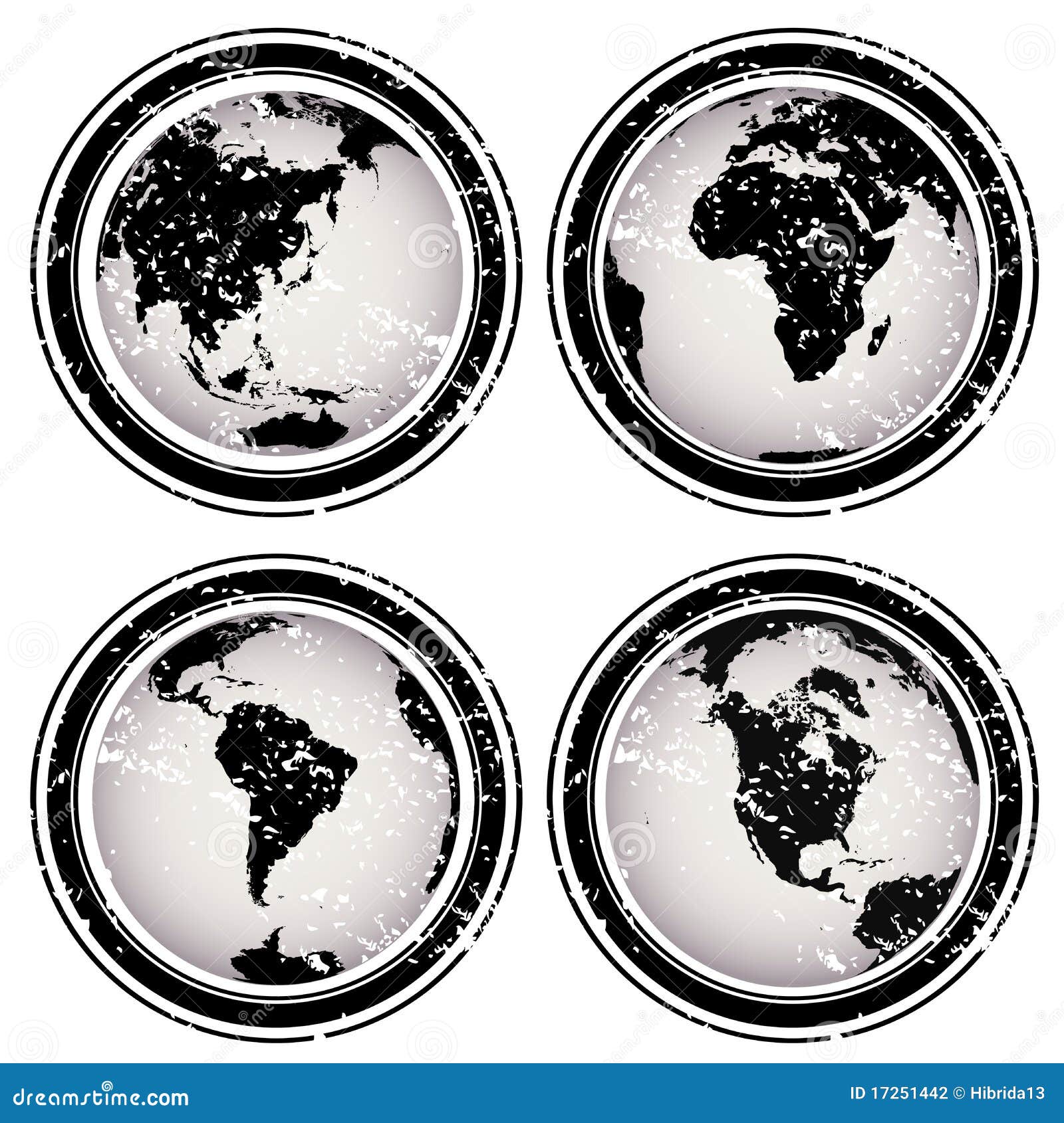 Rubber Stamps with Earth Globes Stock Illustration - Illustration of ...