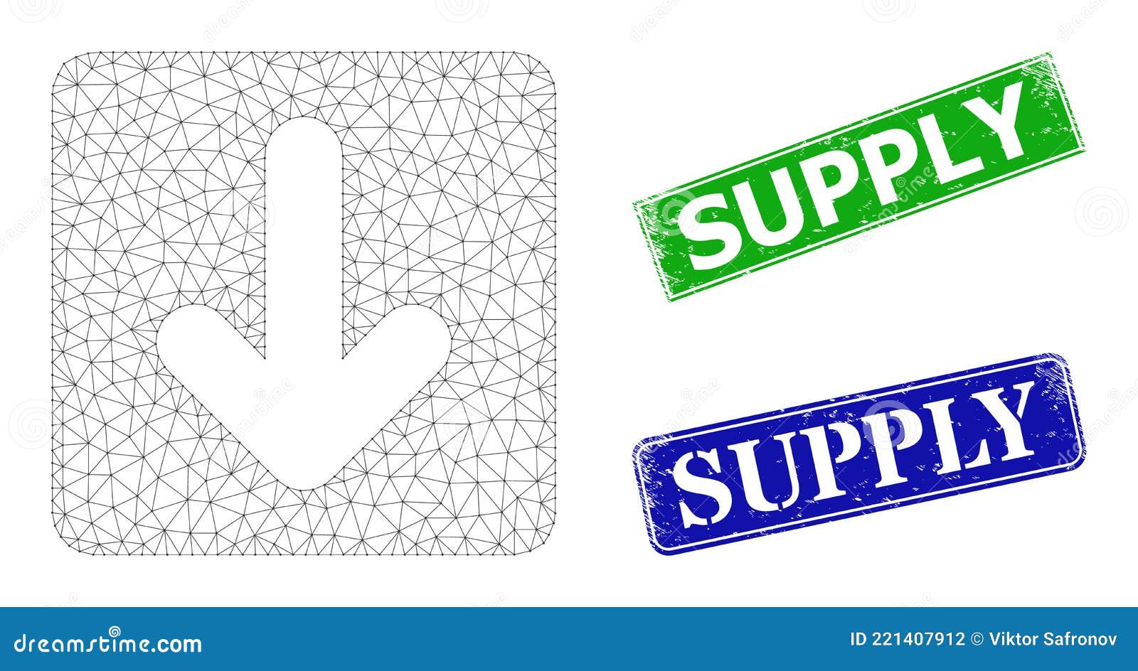 Rubber Supply Stamp Seals and Triangle Mesh Down Cursor Icon Stock ...