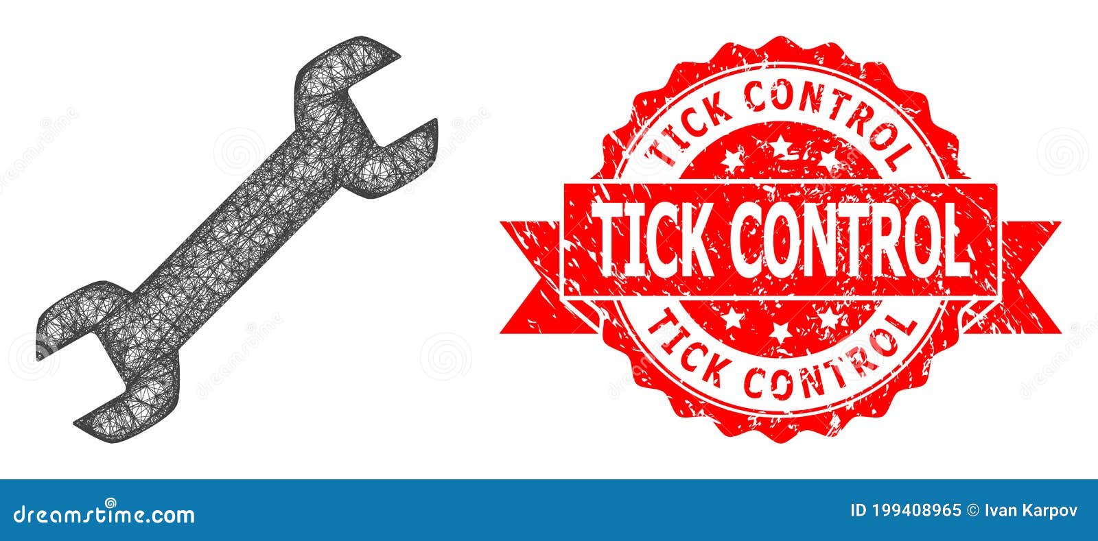 Rubber Tick Control Seal and Linear Wrench Icon Stock Vector ...