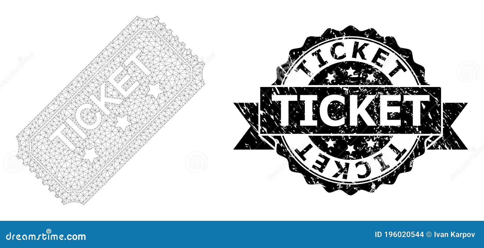 Rubber Ticket Ribbon Seal and Mesh Network Ticket Stock Vector ...