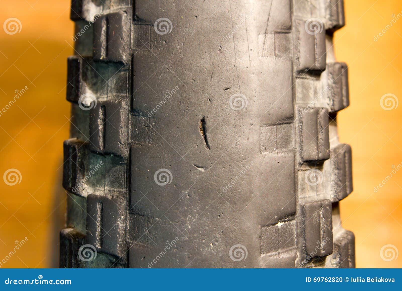 Rubber Tire for Bicycle with Damage Stock Photo - Image of detail ...