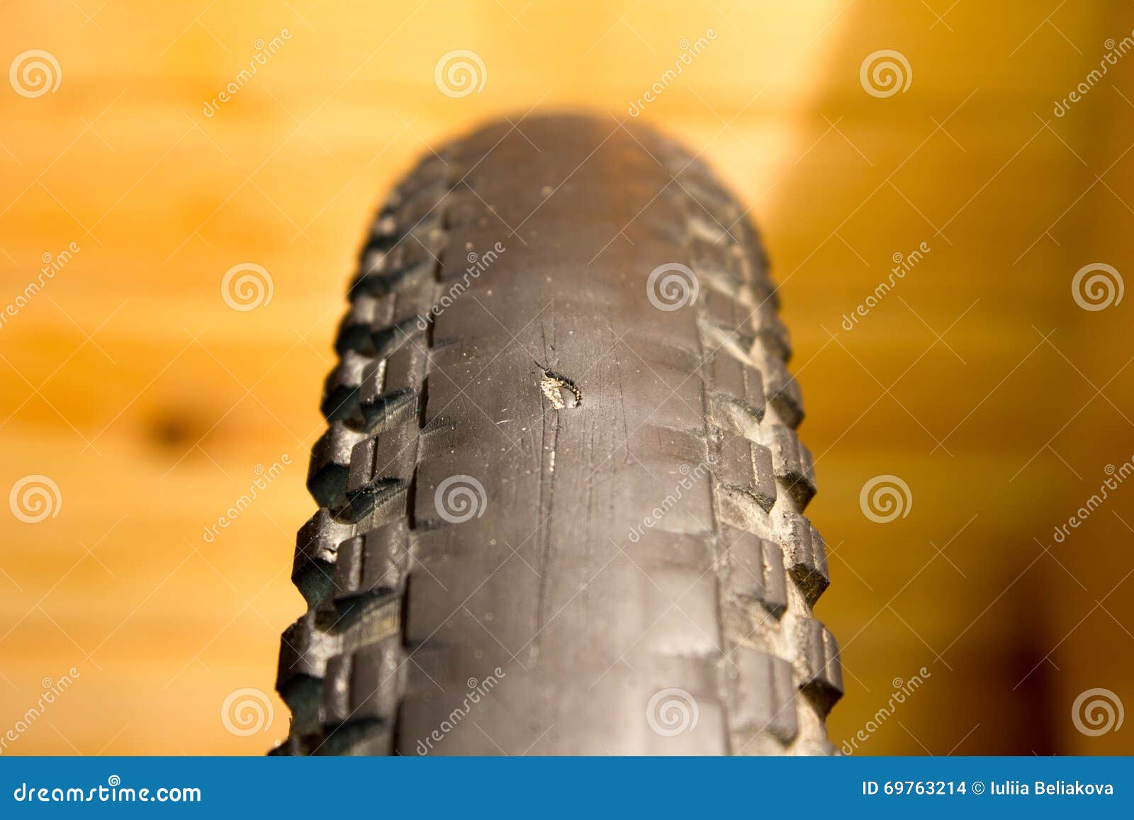 Rubber Tire for Bicycle with Damage Stock Photo - Image of country ...