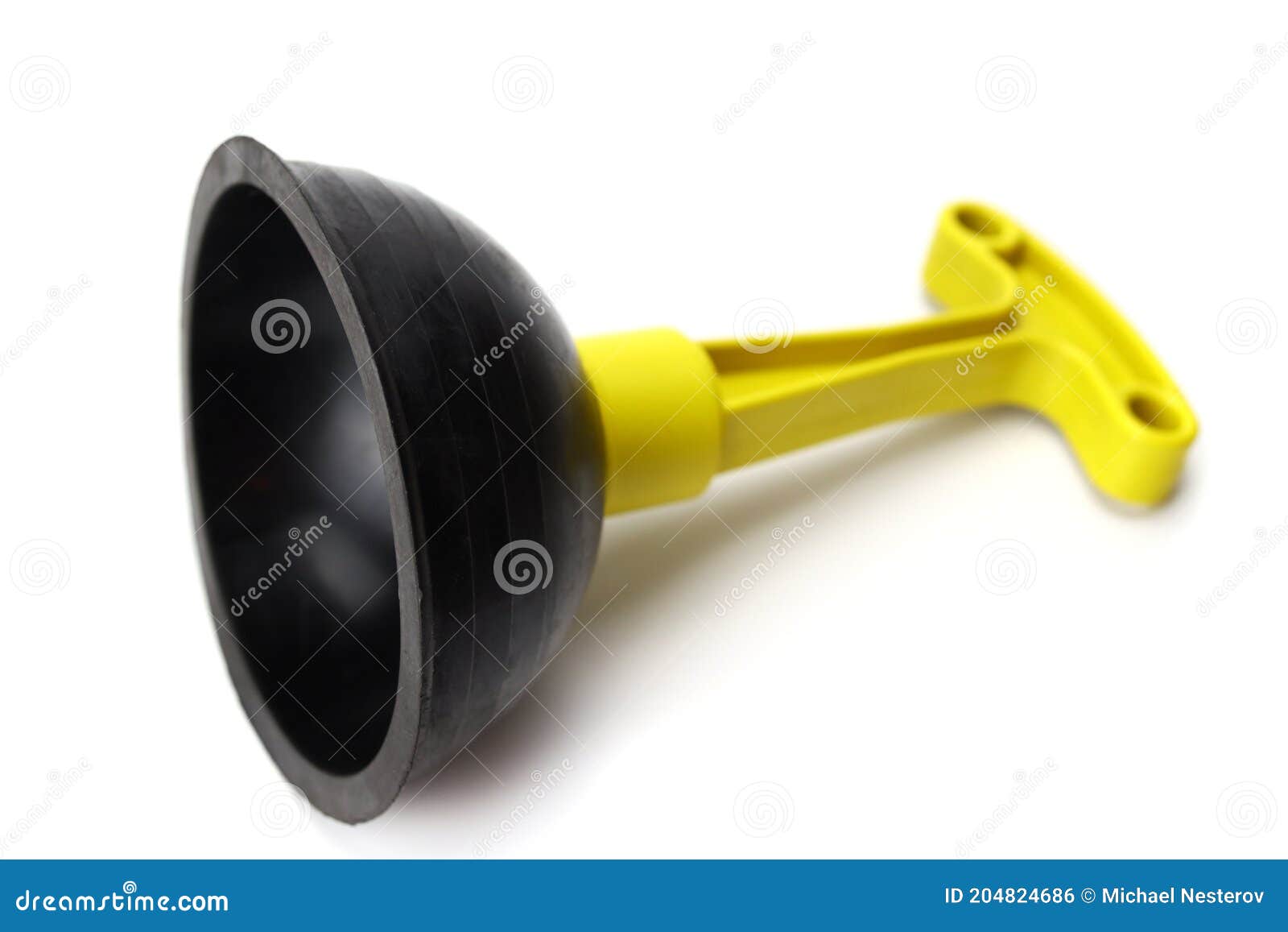 Rubber Toilet Plunger with Yellow Plastic Handle Isolated on White ...