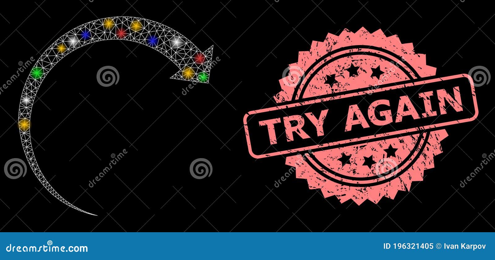 Rubber Try Again Stamp and Mesh Rotate Forward with Lightspots Stock ...