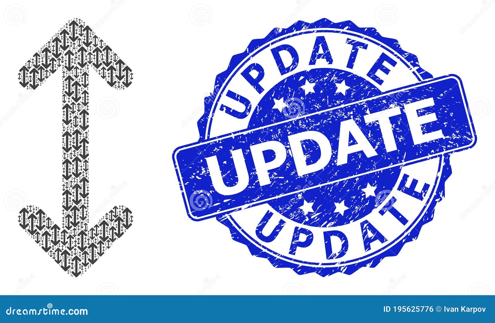 Rubber Update Round Seal Stamp and Fractal Swap Arrows Vertically Icon ...