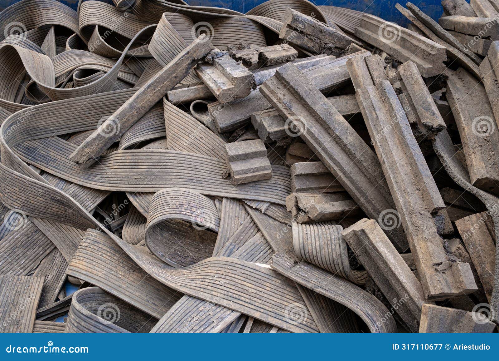 Rubber Waste. Industrial Container Filled with Construction Debris ...