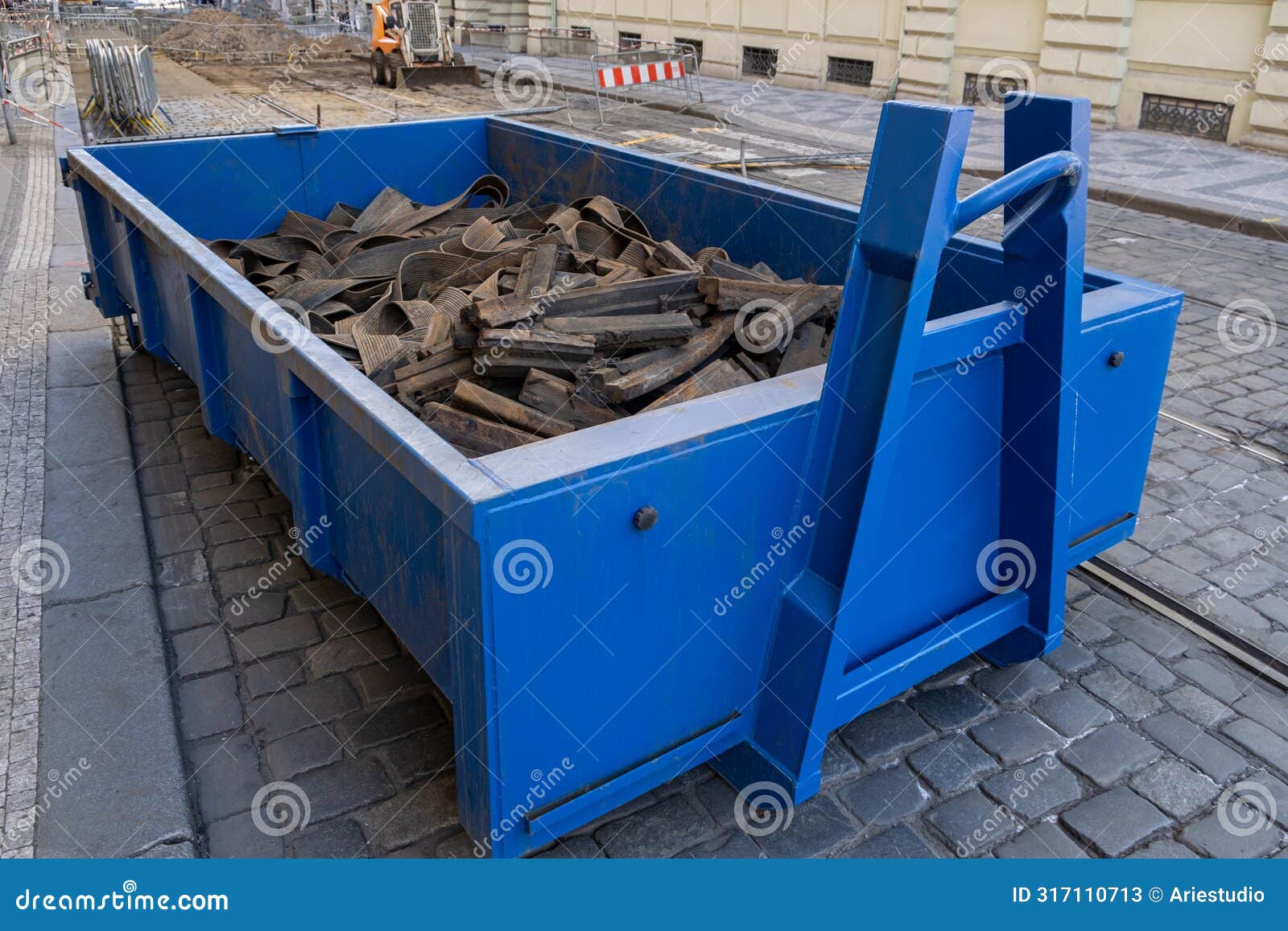 Rubber Waste. Industrial Container Filled with Construction Debris ...