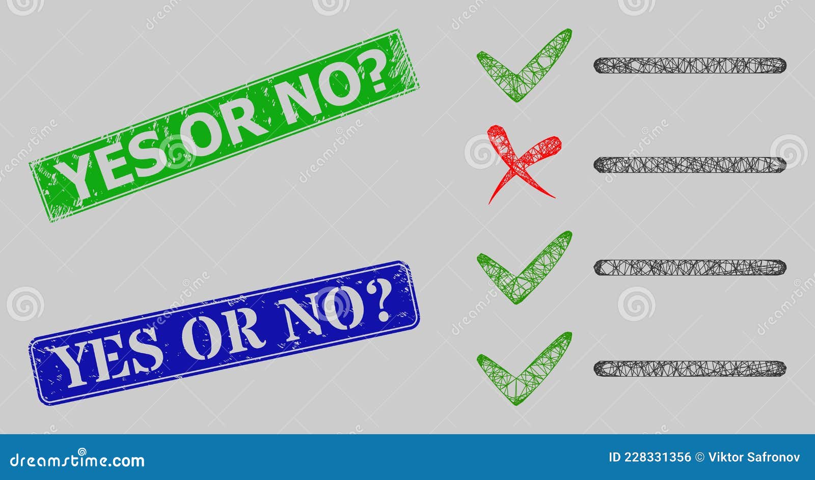 Rubber Yes or No and Seals and Hatched Check List Mesh Stock Vector ...
