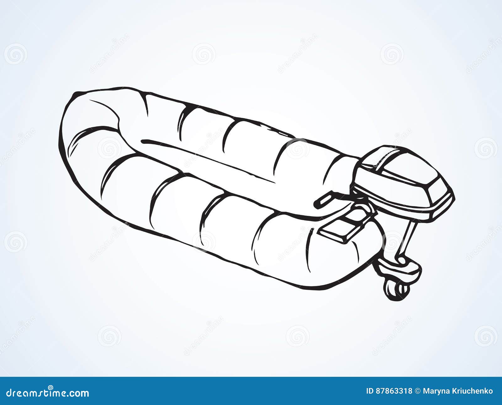 Rubberboot Vector tekening vector illustratie. Illustration of visserij ...