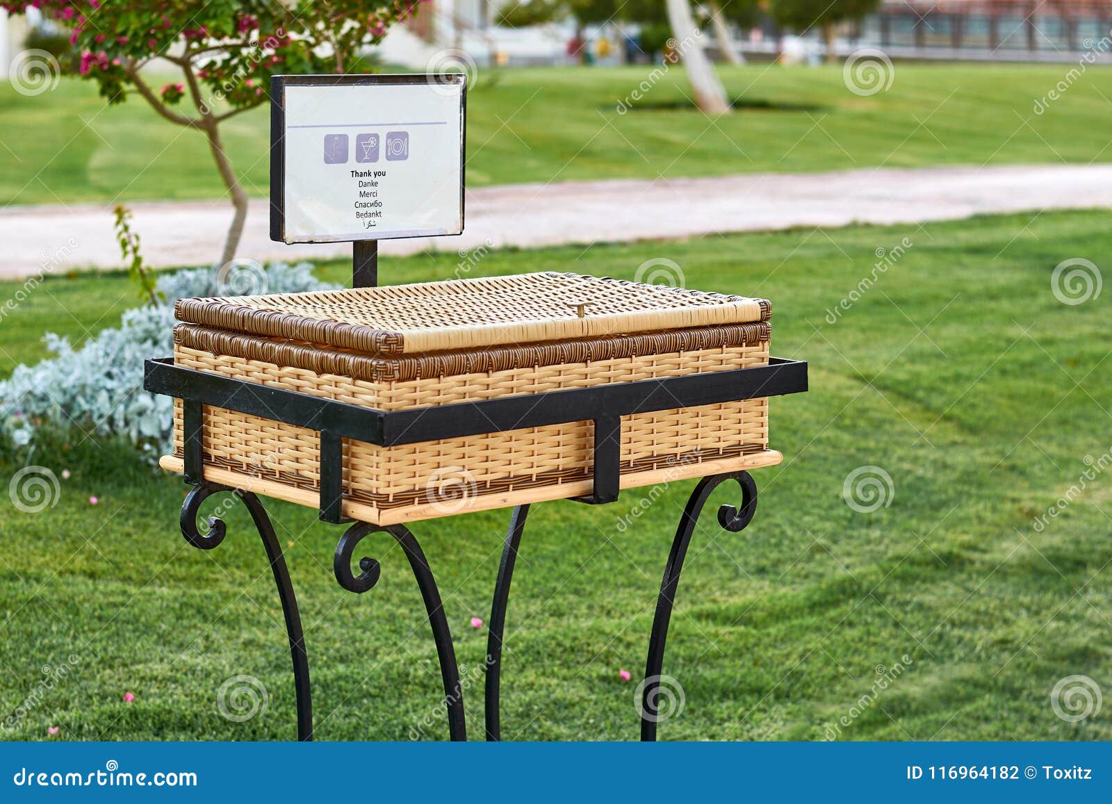 Rubbish Bin, Clay Garbage Container with Green Grass Stock Photo ...