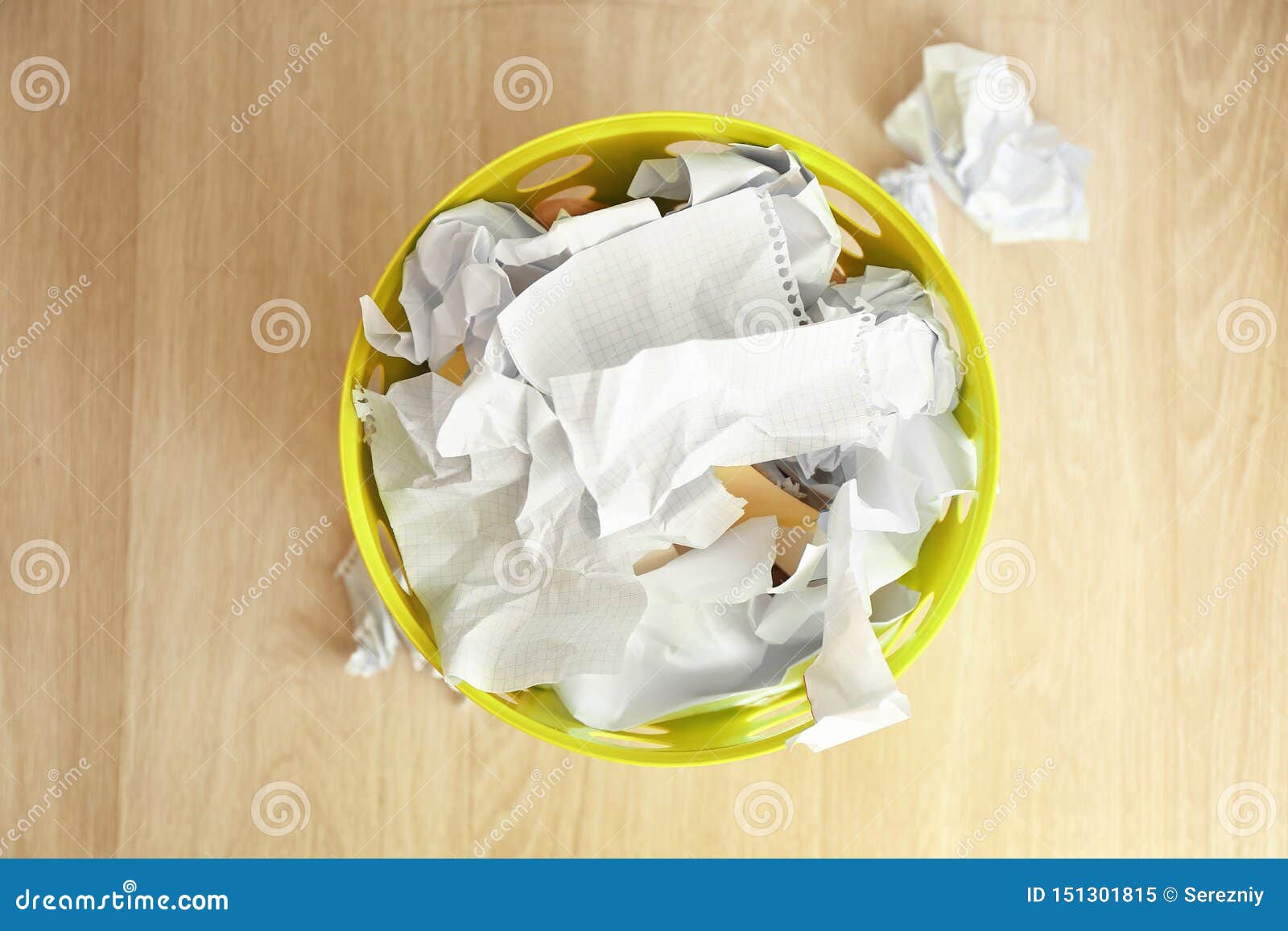 Rubbish Bin with Crumpled Paper on Floor. Mistake Concept Stock Image ...