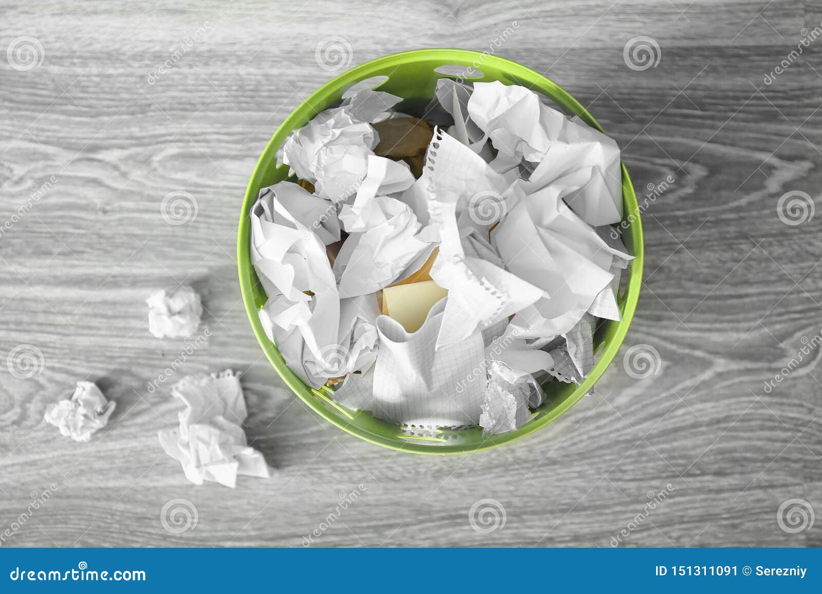 Rubbish Bin with Crumpled Paper on Floor. Mistake Concept Stock Image ...