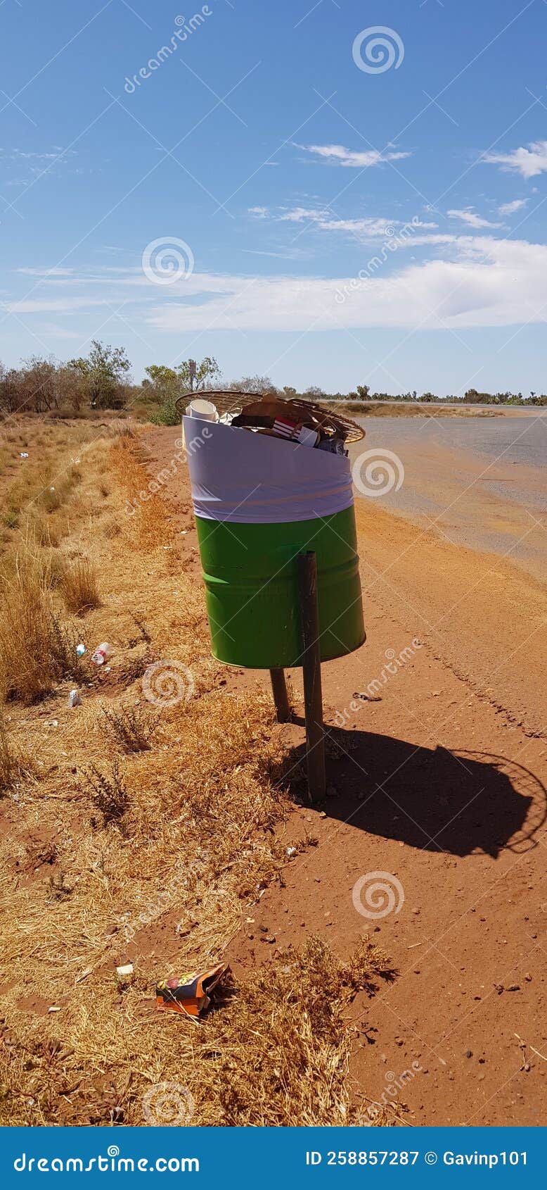 Rubbish Bin Trash Waste Recycle Outdoors Out Side in Outback Australia ...