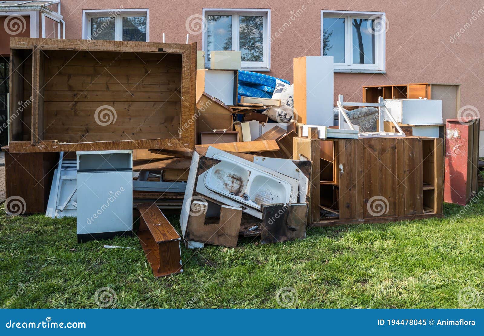 Rubbish Bulky Waste on the Street Stock Image - Image of food ...
