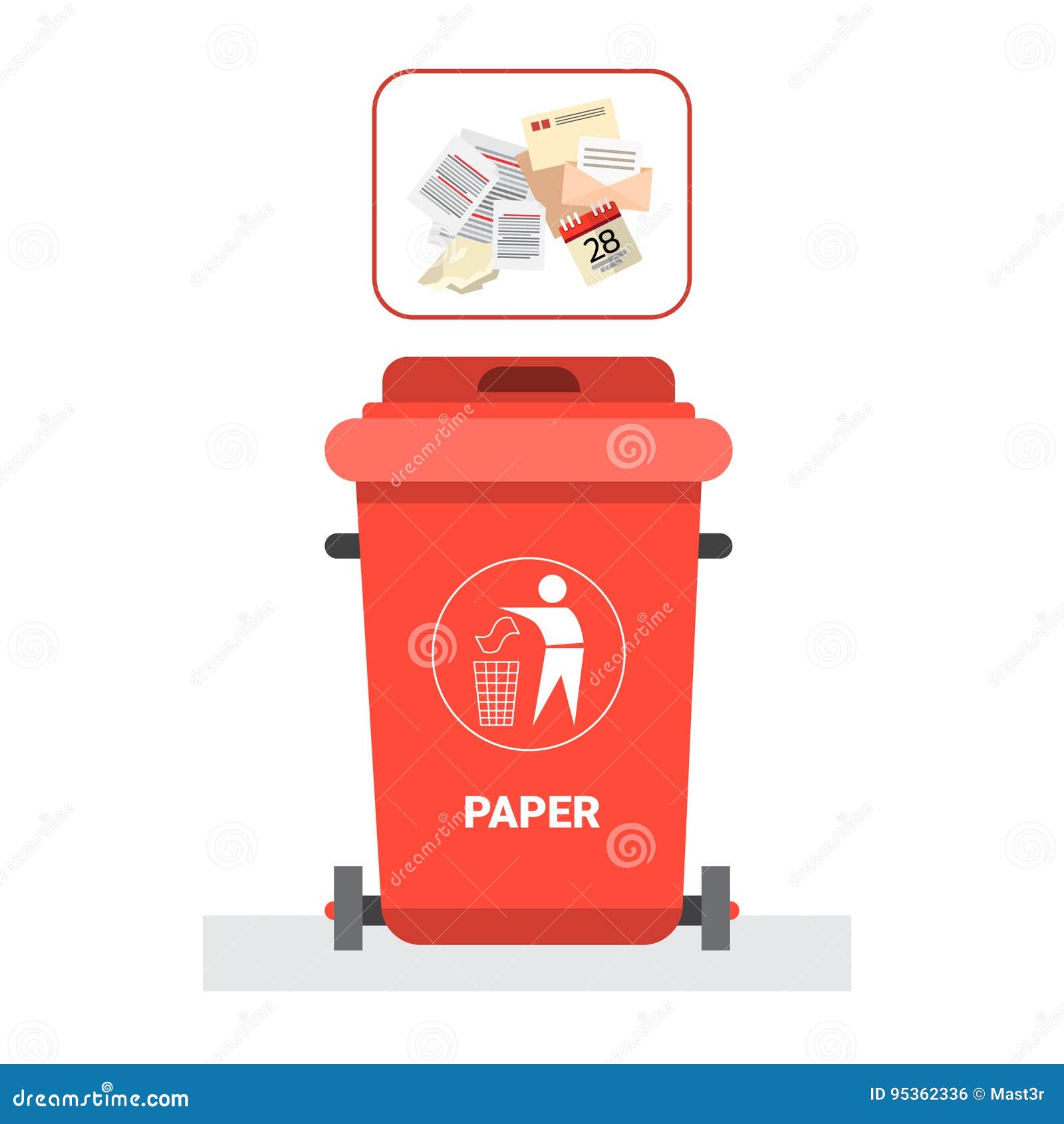 Rubbish Container for Paper Waste Icon Recycle Sorting Garbage Concept ...